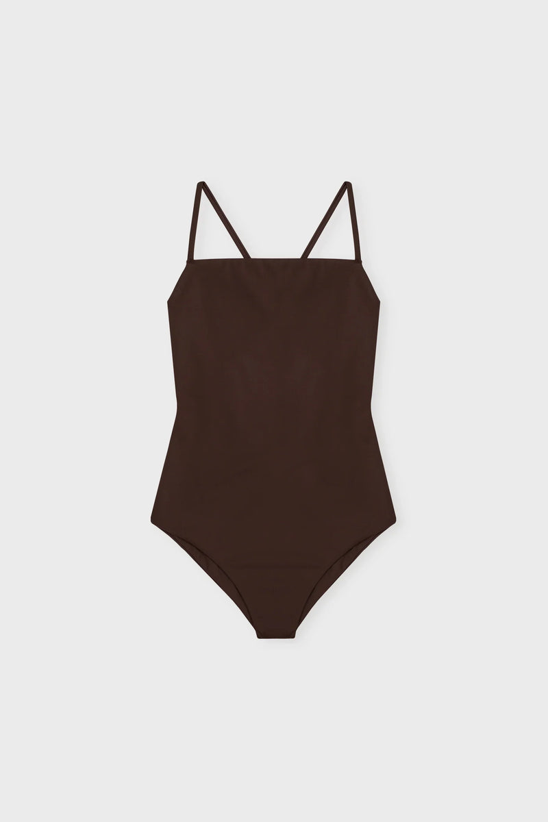 Crossback Bathing Suit Dark Brown – The Slow Label